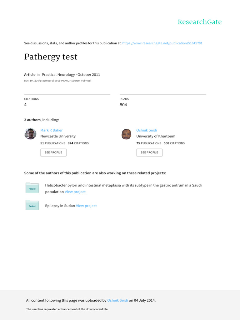 Test de Patergia - Método | PDF | Diseases And Disorders | Causes Of Death