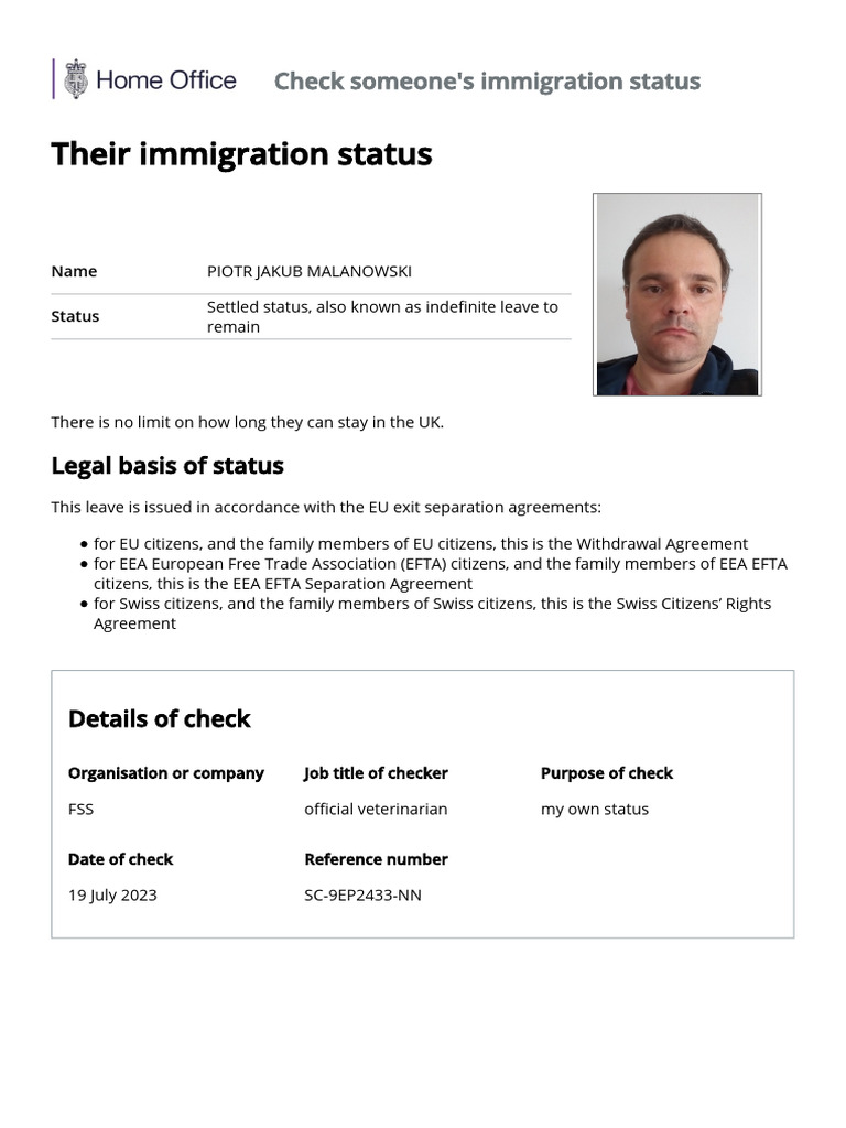 Check Someones Immigration Status Gov Uk | PDF