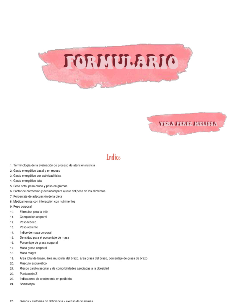 Formulario Final Nutrición | PDF