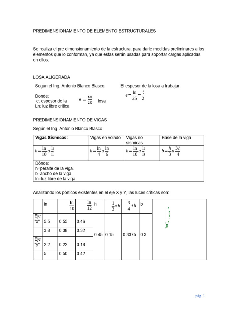 Predimensionamiento de Elemento Estructurales | PDF