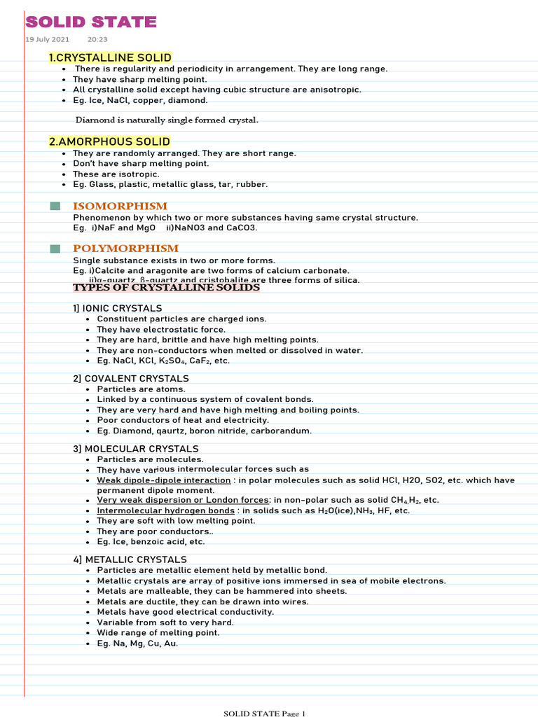 Solid State | PDF | Crystal | Chemical Bond