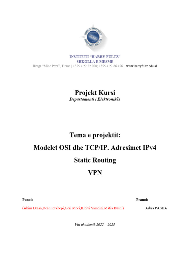 Rrjeta Kompjuterike Projekt Grupi 1 | PDF