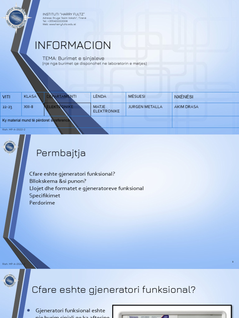 Informacion Per Gjeneratorin Funksional | PDF