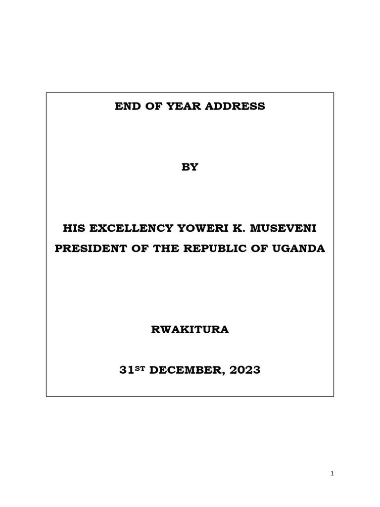 President Museveni End of Year Message 2023 | PDF President Museveni End of Year Message 2023 | PDF