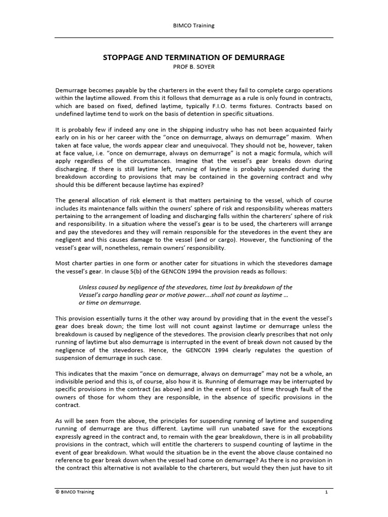 Demurrage and Laytime Explained | PDF | Damages | Liquidated Damages