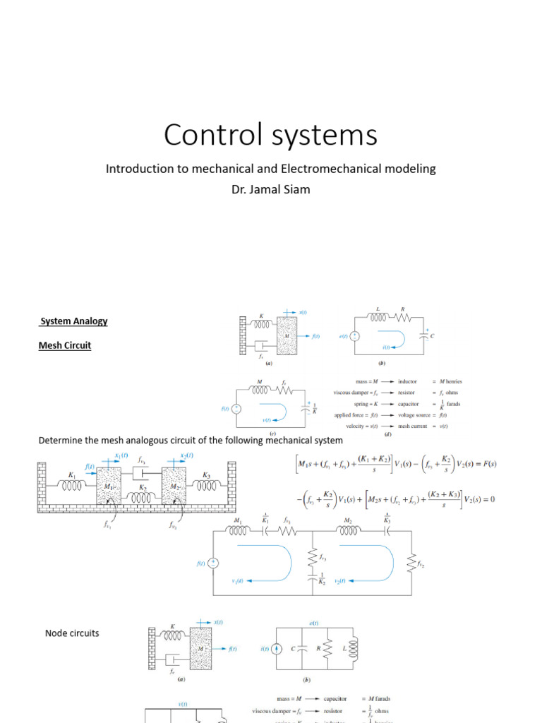 Control+Systems Introduction+to+Mechanical+and+Electromechanical+Modeling ( ( (1) ) ) | PDF