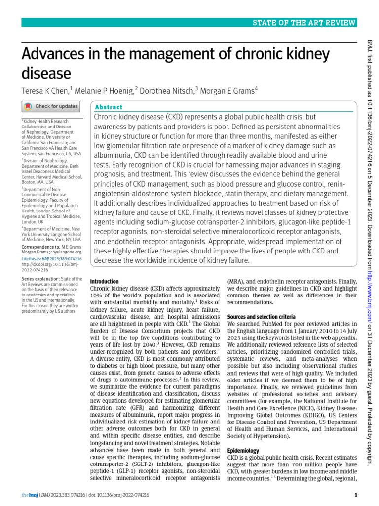 BMJ 2022 074216.full | PDF | Chronic Kidney Disease | Kidney Disease