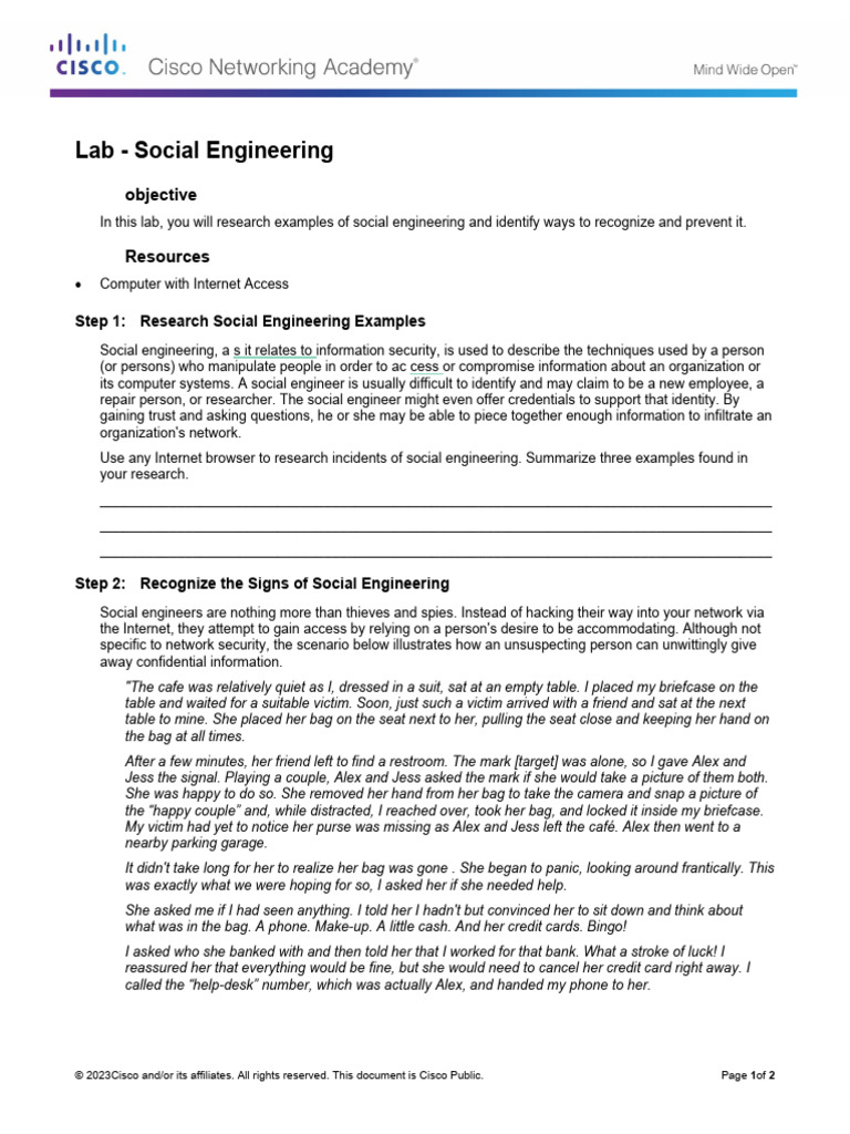 1.2.4.12 Lab - Social Engineering | PDF | Social Engineering (Security) | Computer Security