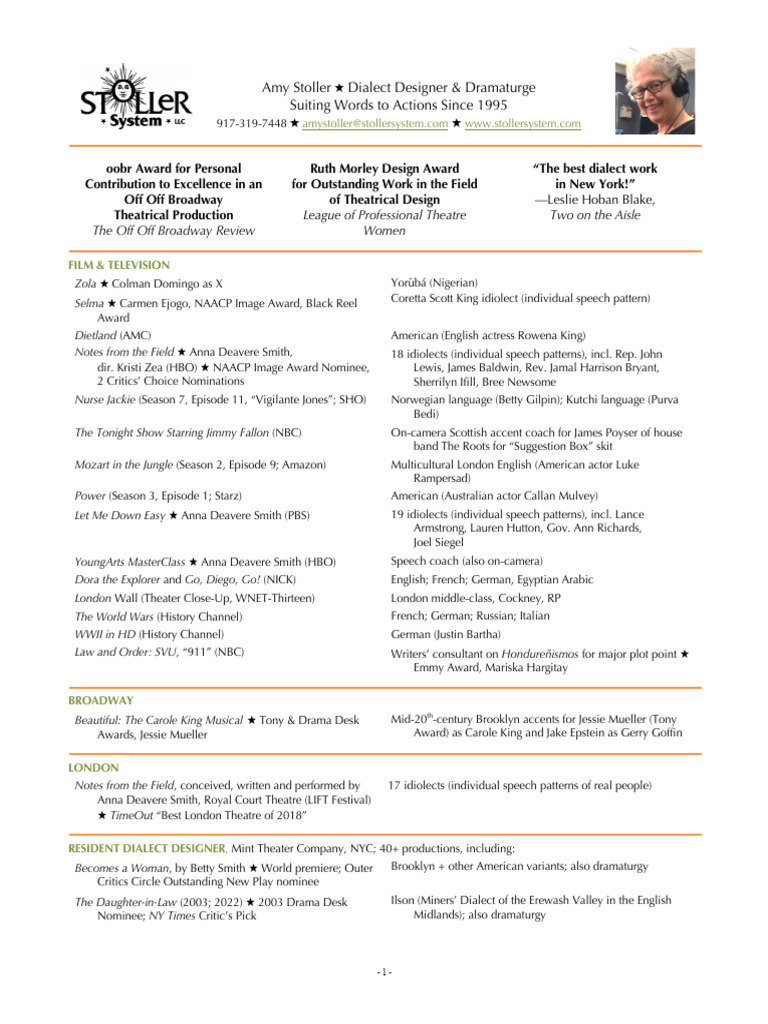 Amy Stoller: Dialect Designer & Coach | PDF | Art