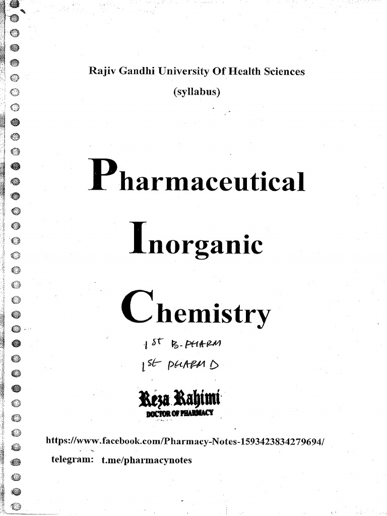 Pharmaceutical Inorganic Chemistry | PDF