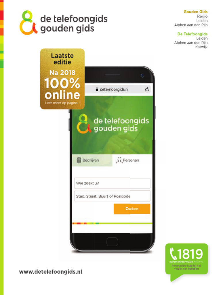 Online Na % Laatste Editie Gouden Gids Regio Leiden Alphen Aan Den Rijn | PDF