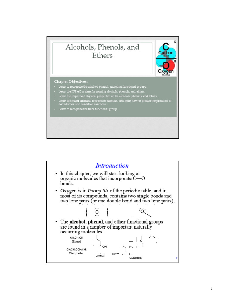 Alcohols, Phenols, and Ethers Overview | PDF | Ether | Ethanol