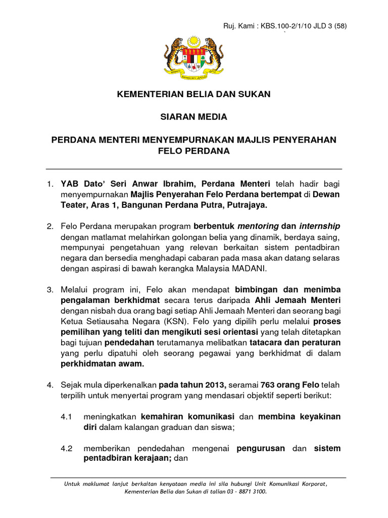 Siaran Media Felo Perdana 2023 | PDF