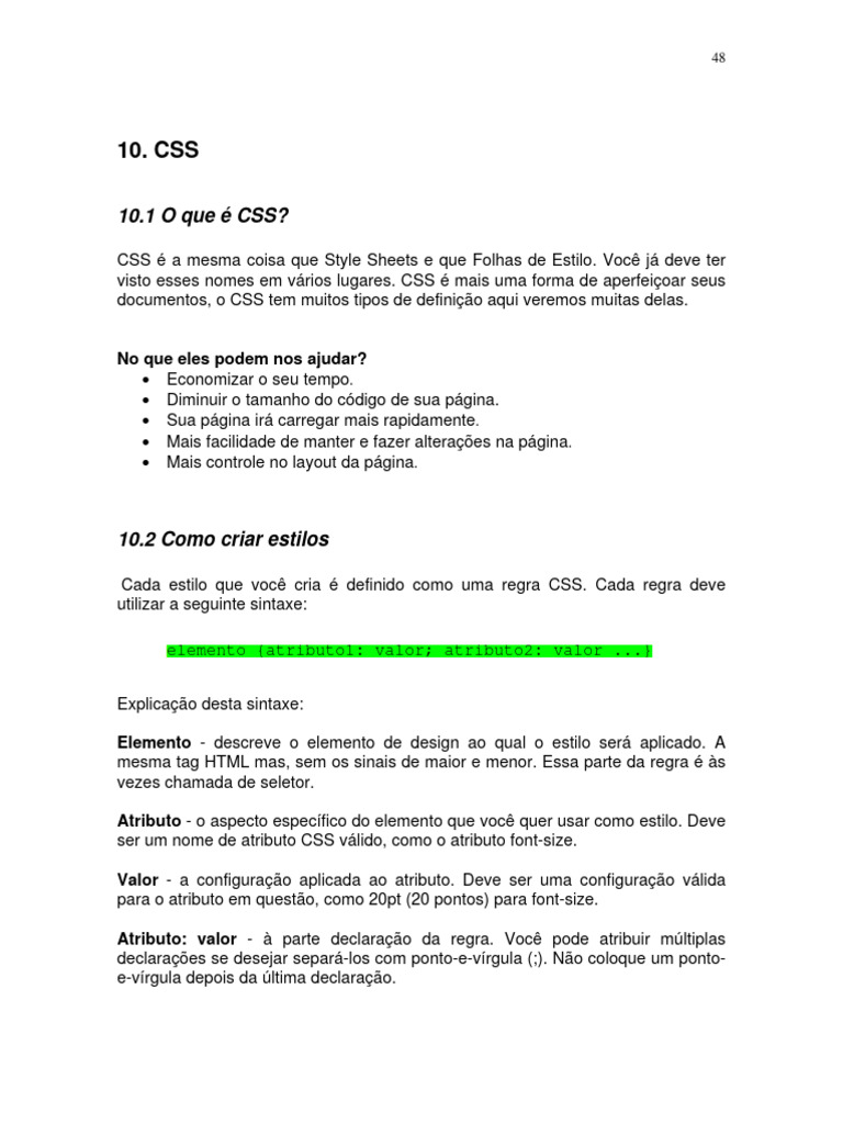 Apostila de Folhas de Estilos | PDF | Html | Informática