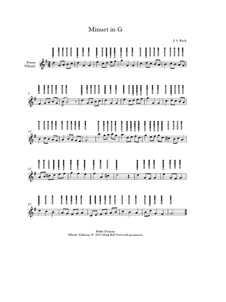 Minuet in G Tin Whistle | PDF