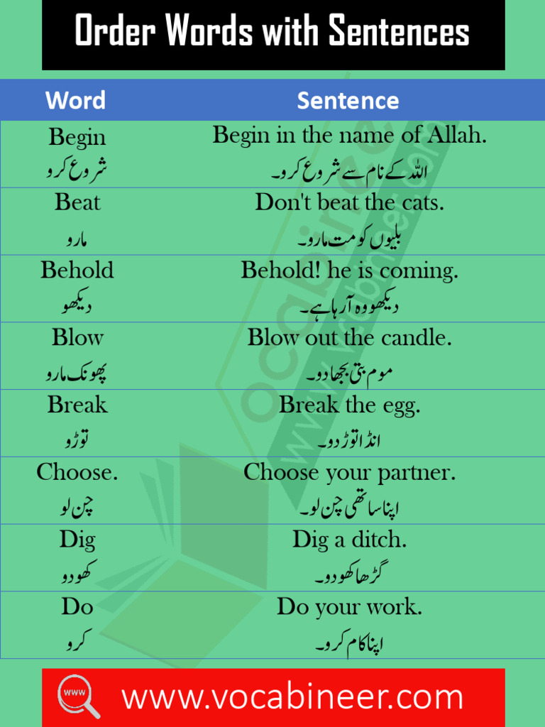Order Words With Sentences | PDF