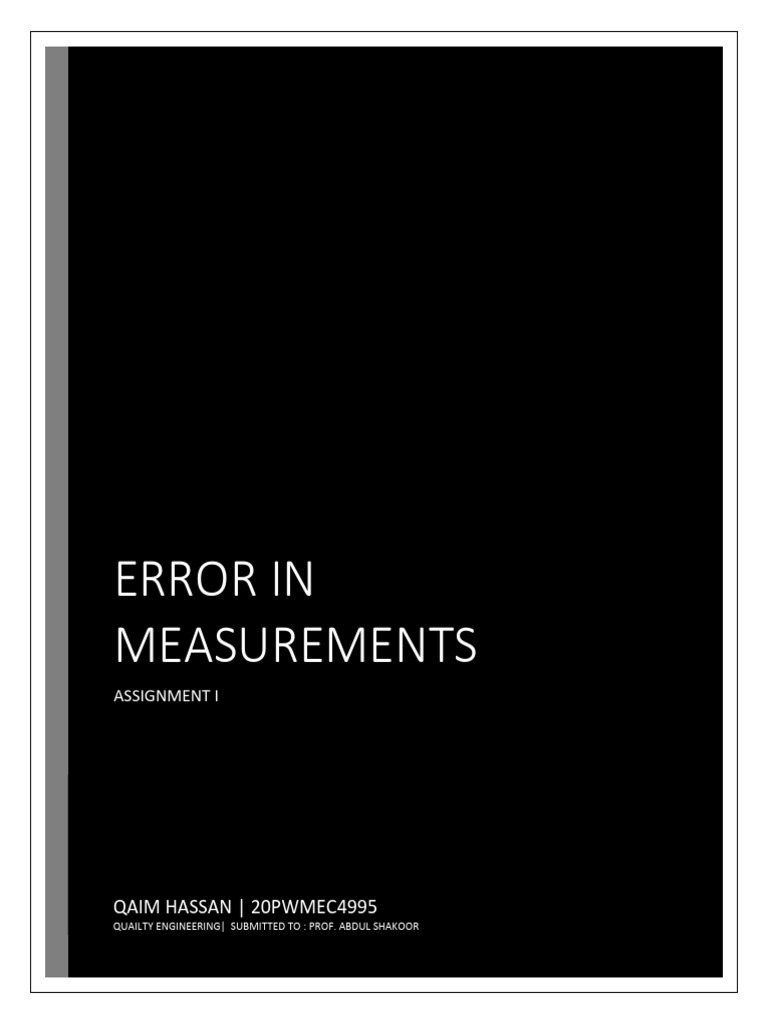 Assignment No.1 | PDF | Observational Error | Measurement