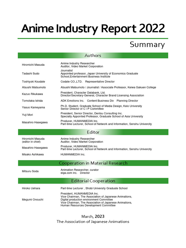Anime Industry Growth Report 2022 | PDF | Anime | Japanese Yen