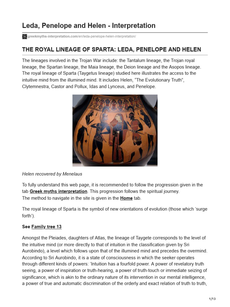 Leda Penelope and Helen - Interpretation | PDF