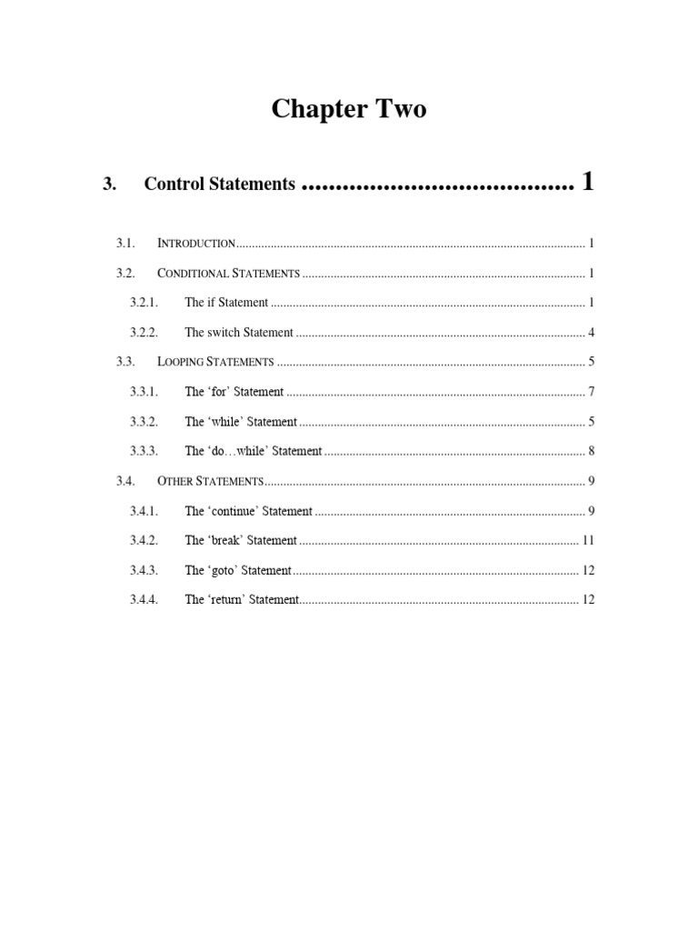 Chapter 2 - Control Statements | PDF Chapter 2 - Control Statements | PDF