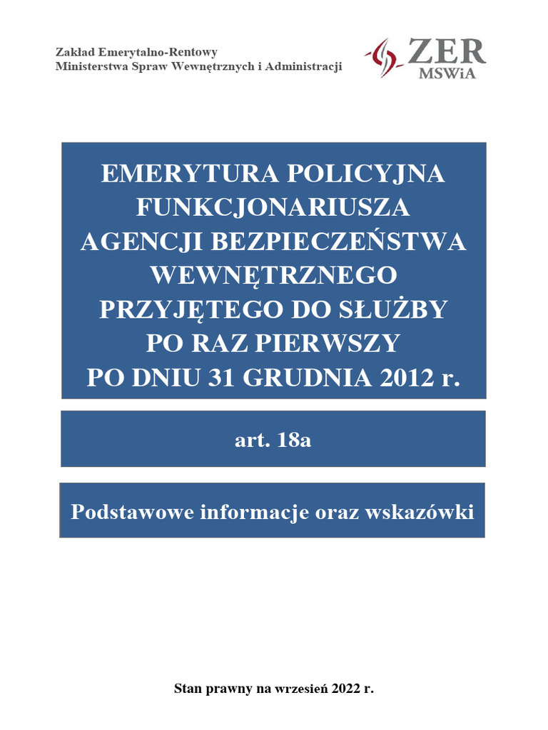 Emerytura ABW Po 31 12 2012r Art 18a | PDF