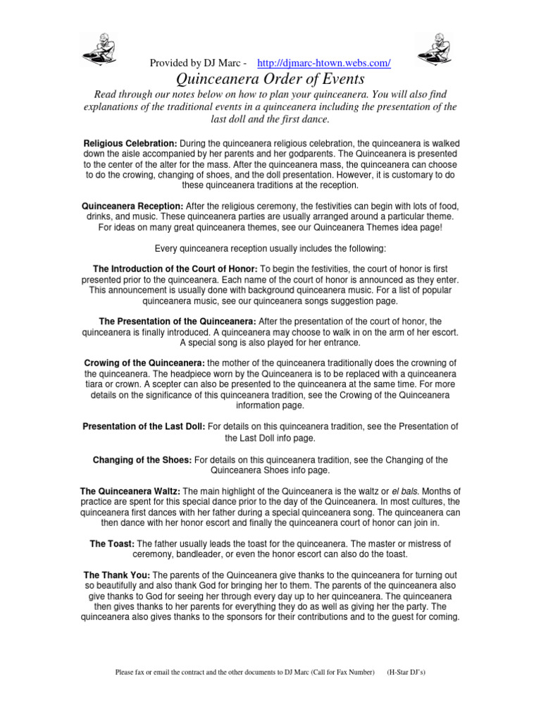 Quinceanera Order of Events and Other Information v1 | PDF