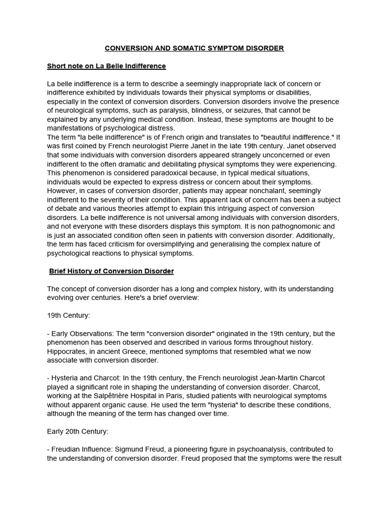 Understanding Conversion Disorder | PDF | Mental Disorder | Psychotherapy