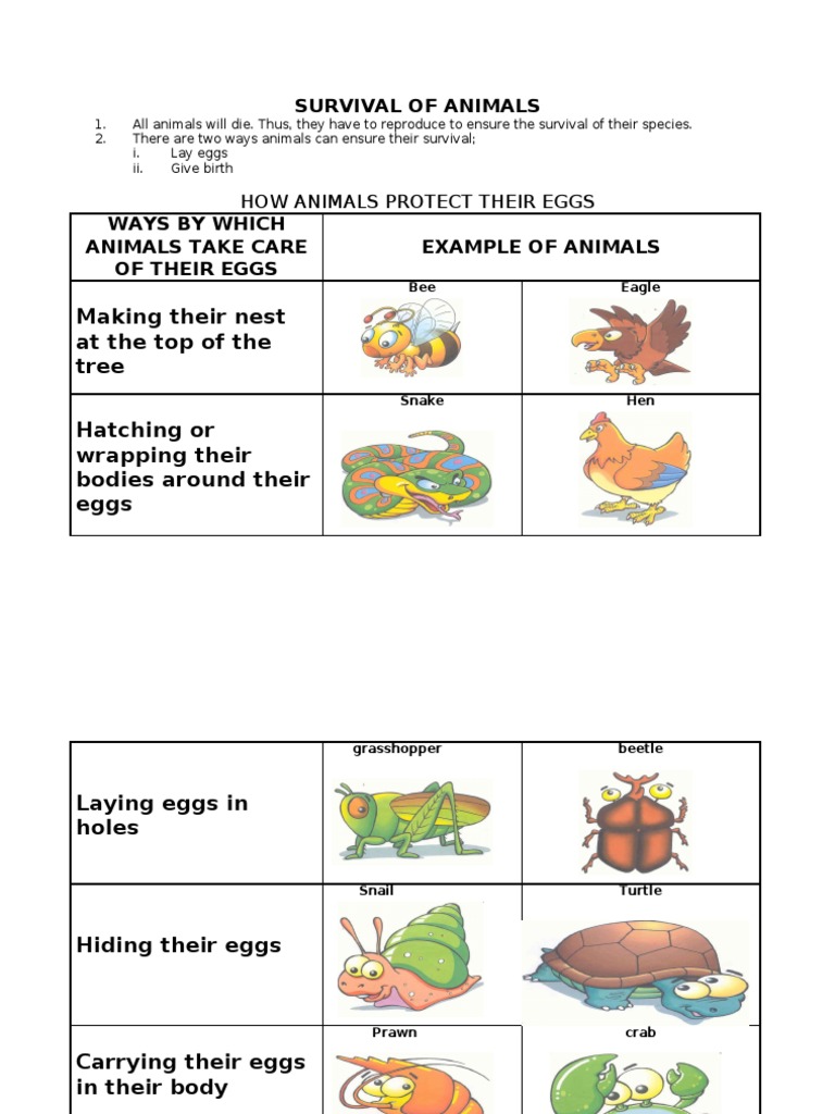 Animal Survival and Reproduction Methods | PDF