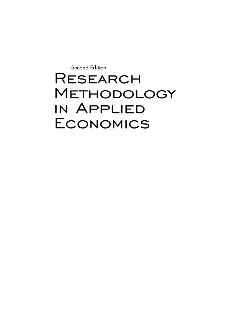 Research Methodology in Applied Economics | PDF