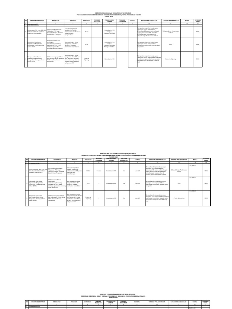 RPK Bulanan KB | PDF