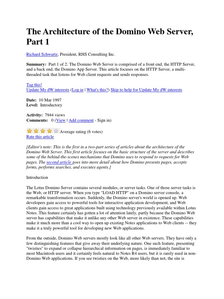 The Architecture of The Domino Web Server | PDF | Ibm Notes | Hypertext ...