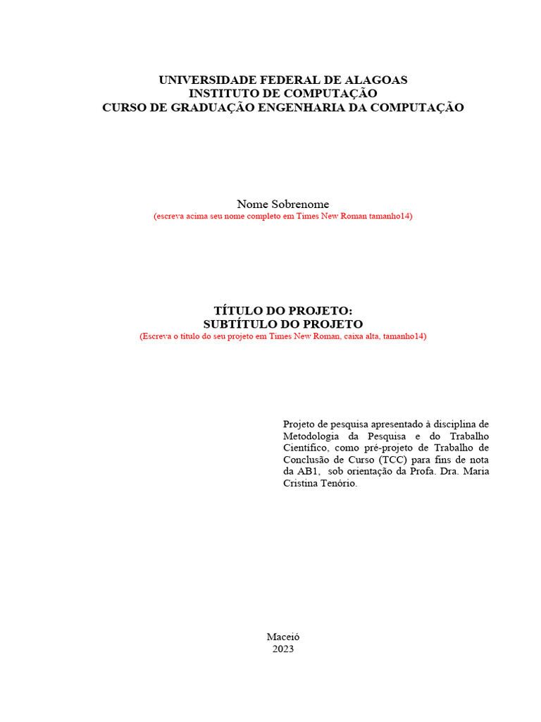 Modelo Do Pre-Projeto TCC | PDF | Science