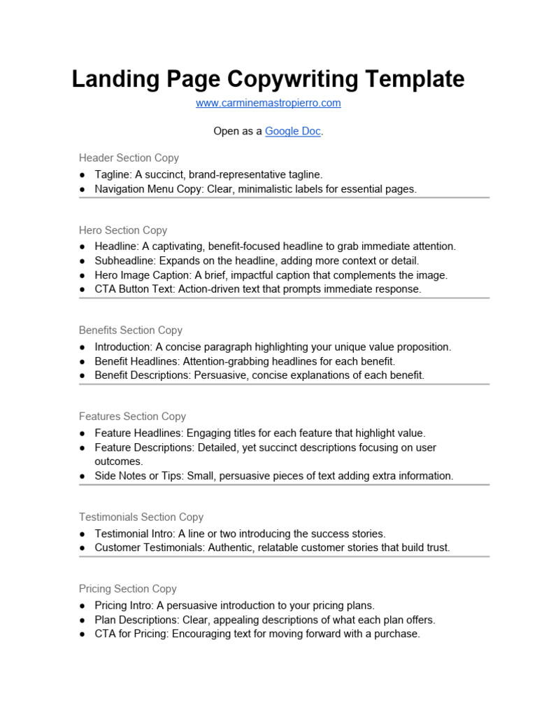 Copywriting Template for Marketers | PDF | Human Communication | Mass Media