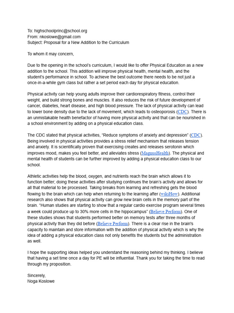 Proposal Email Final - Composition | PDF | Diseases And Disorders | Clinical Medicine