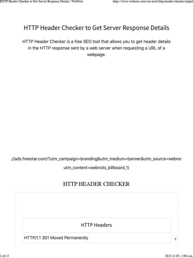 Free HTTP Header Checker Tool | PDF | Business | Technology & Engineering