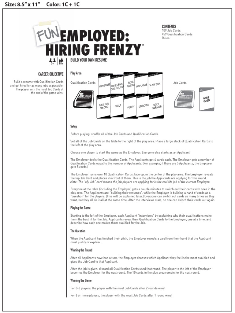 Fun Employed Eng | Download Free PDF | Tabletop Games | Card Games