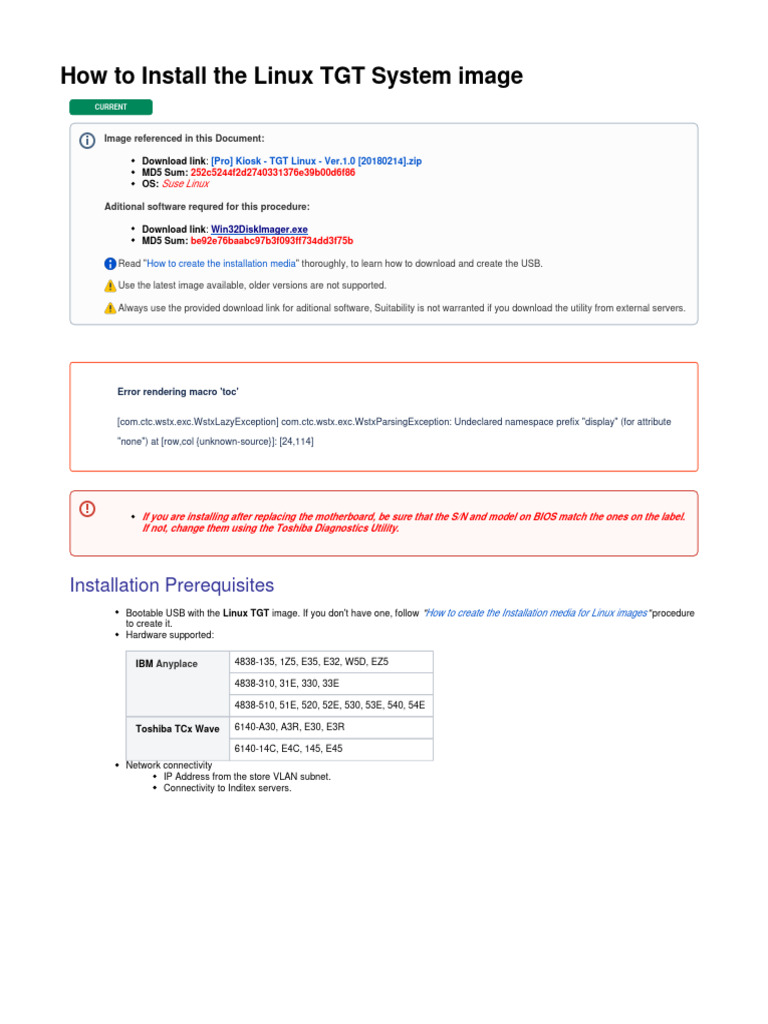 OPSOPORTE-How To Install The Linux TGT System Image (20180214) | PDF