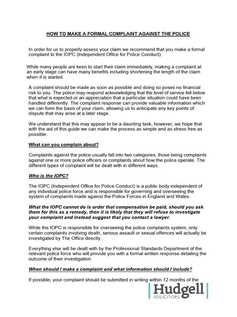 How To Make A Complaint Against The Police | PDF | Arrest | Prosecutor