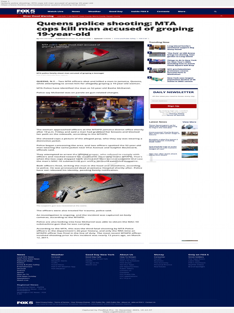 MTA Cops Kill Man Accused of Groping 19-Year | PDF