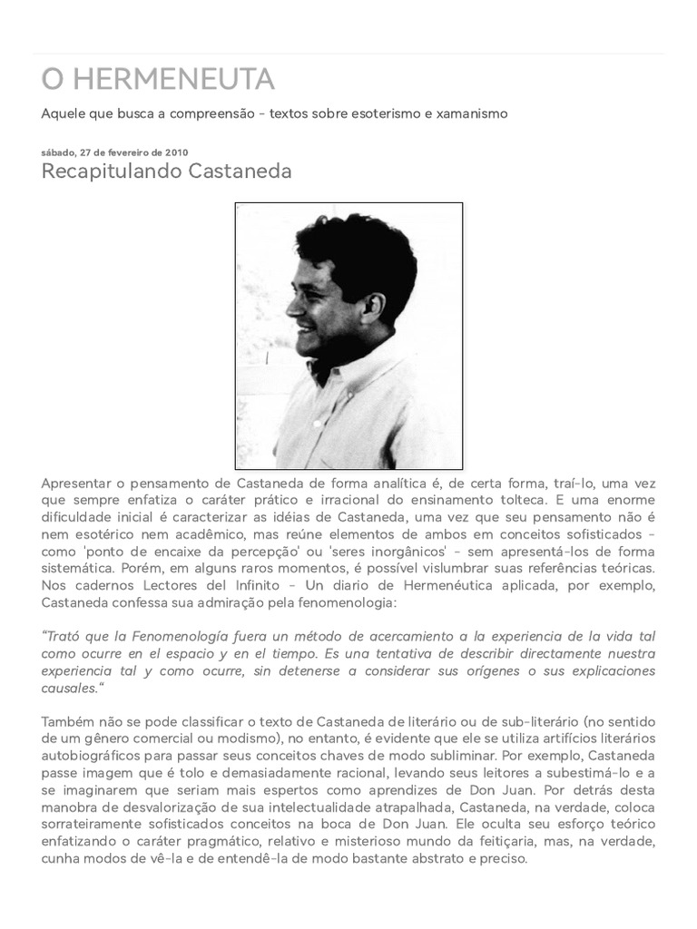 Recapitulando Castaneda e o Nagual | PDF | Antropologia | Pensamento