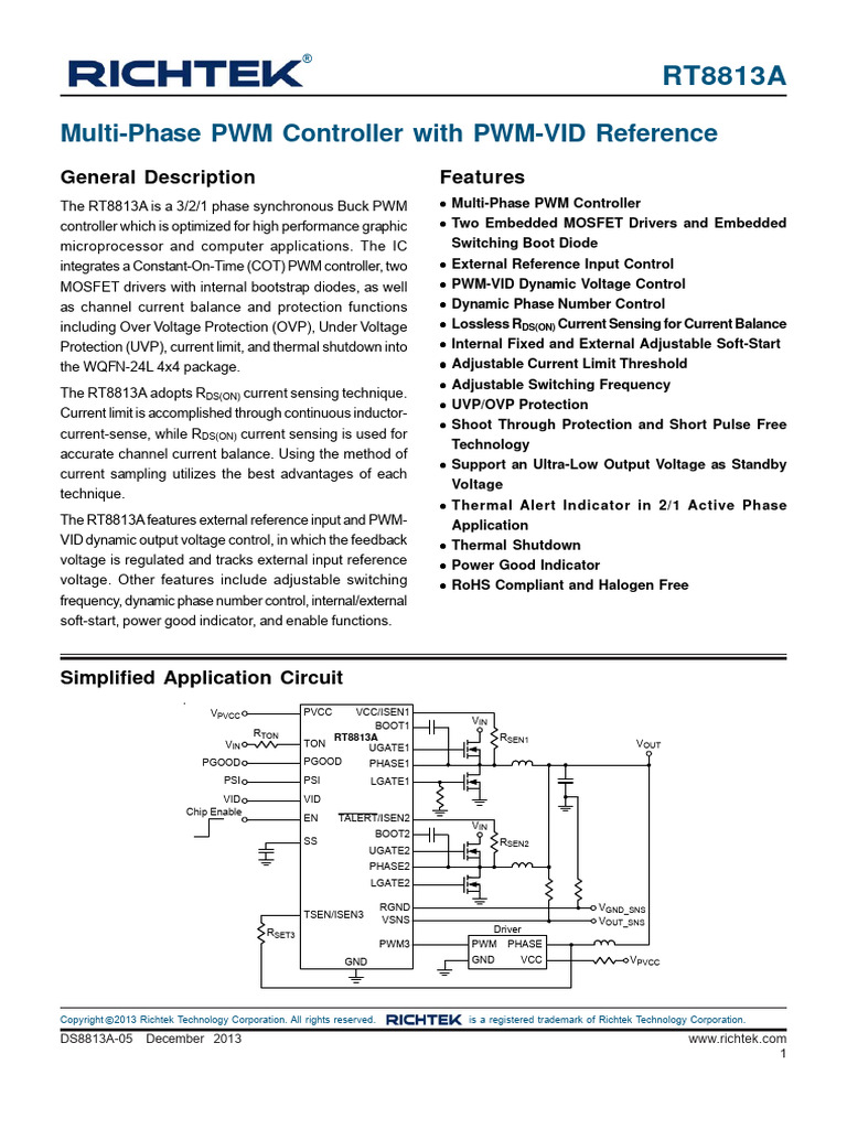 Rt8813a r05 Richtek | PDF | Mosfet | Field Effect Transistor