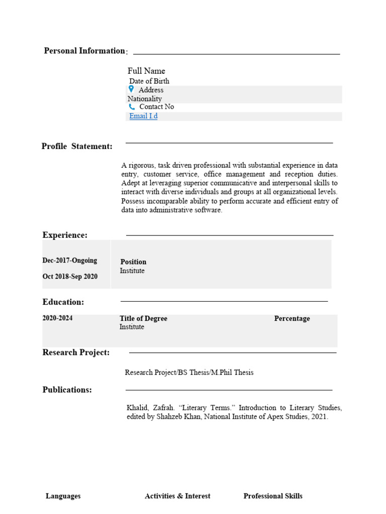 CV Format | PDF