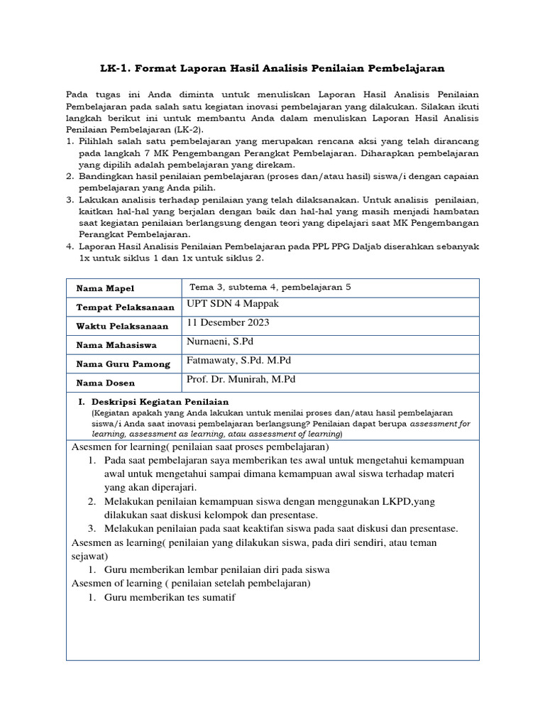 Hasil Asesmen Pembelajaran - REVISI | PDF