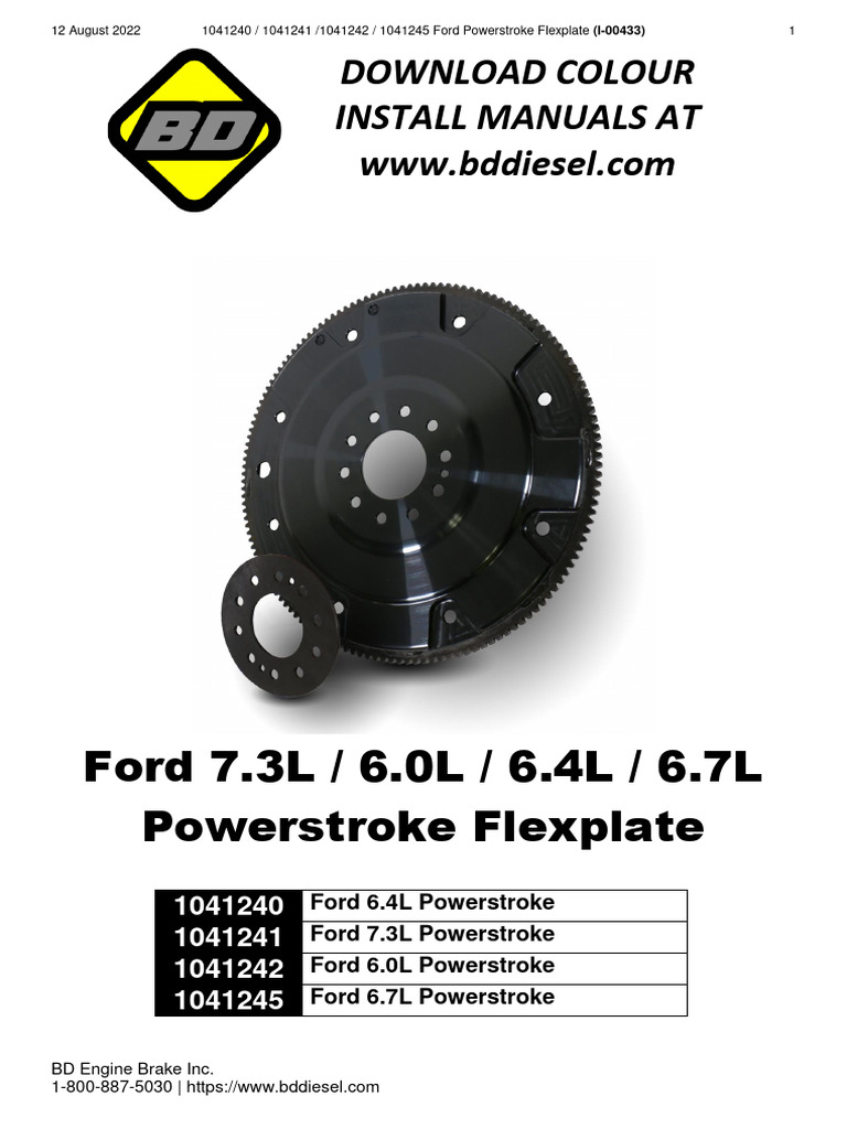 Ford Powerstroke Flexplate Installation Guide | PDF