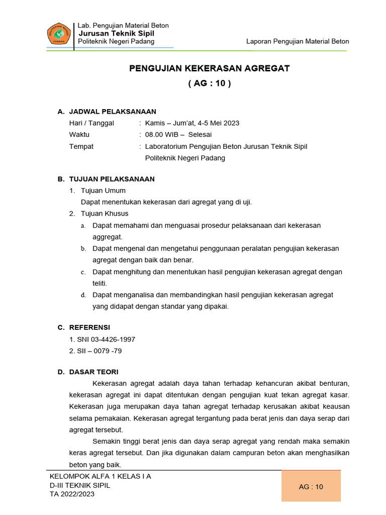 Ag-10 Pengujian Kekerasan Agregat | PDF Ag-10 Pengujian Kekerasan Agregat | PDF