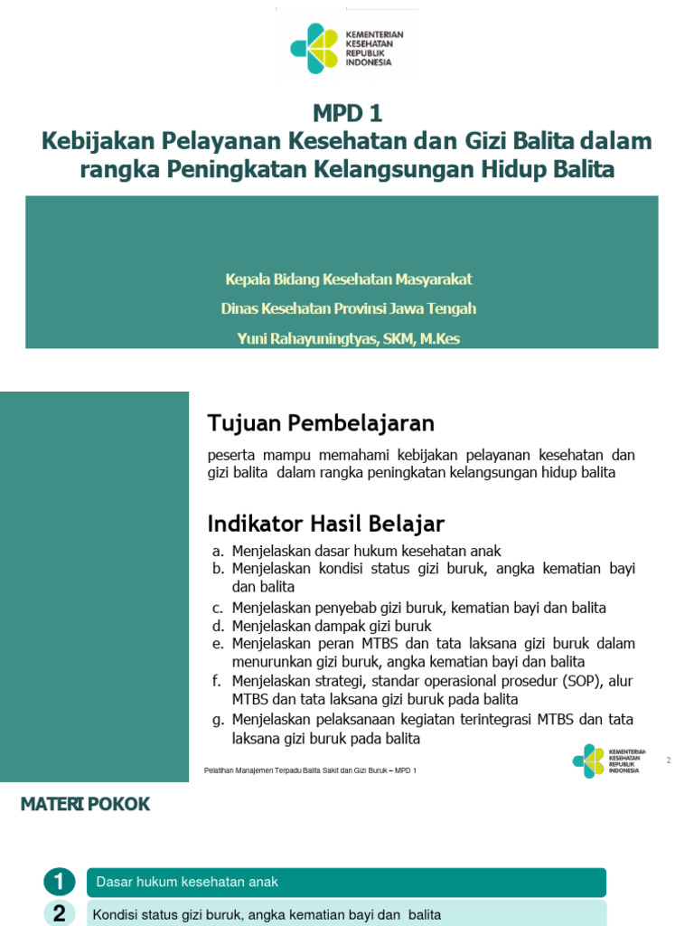 MPD 1 Kebijakan Yankes Dan Gizi Balita | PDF