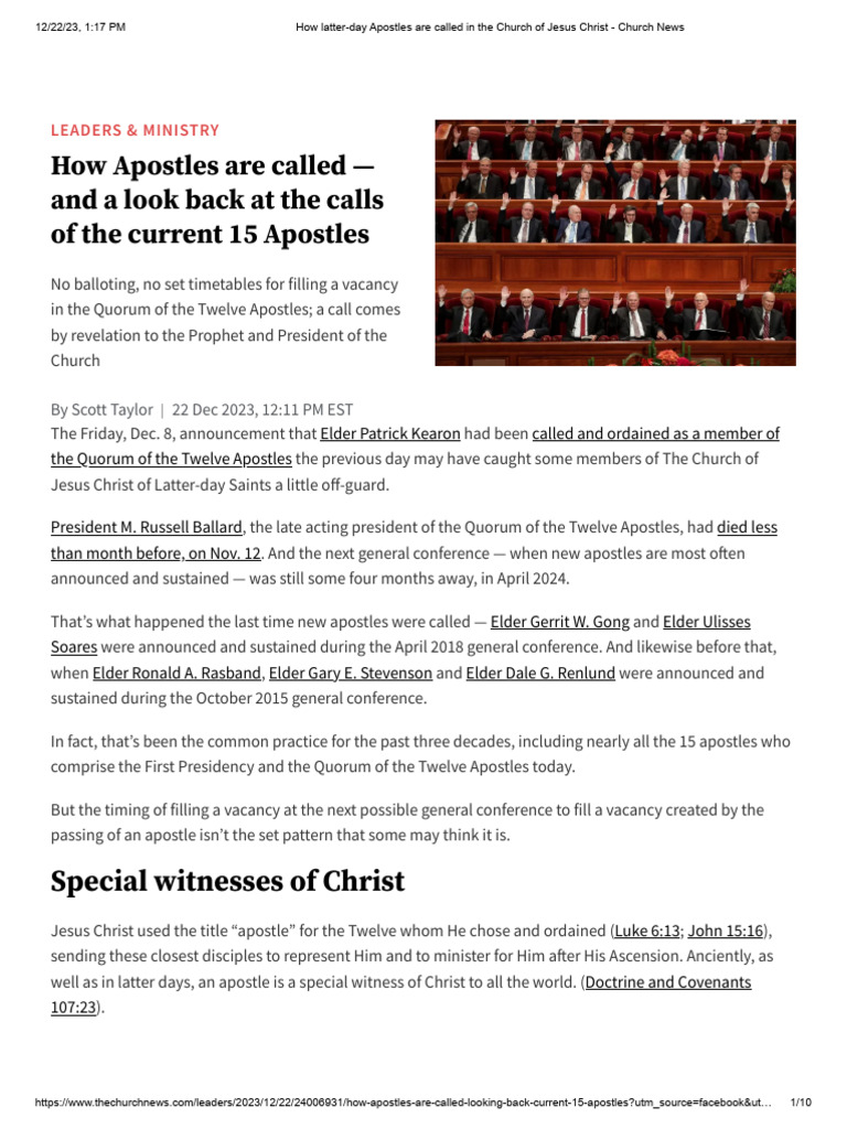 Calling and History of LDS Apostles | PDF | Christian Organizations ...