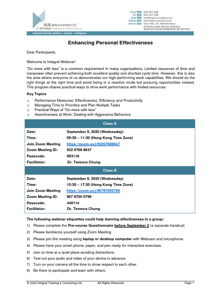 Zoom Invitation-CMI-EnhancingPersonalEffectiveness-Sep9 | PDF ...