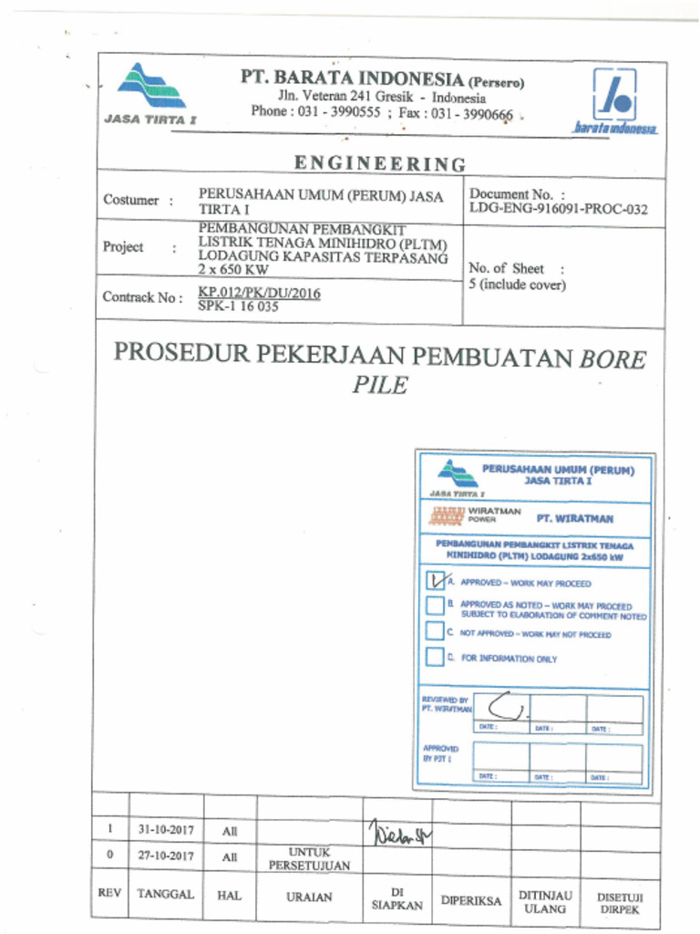 Prosedur Pekerjaan Pembuatan Bore Pile | PDF