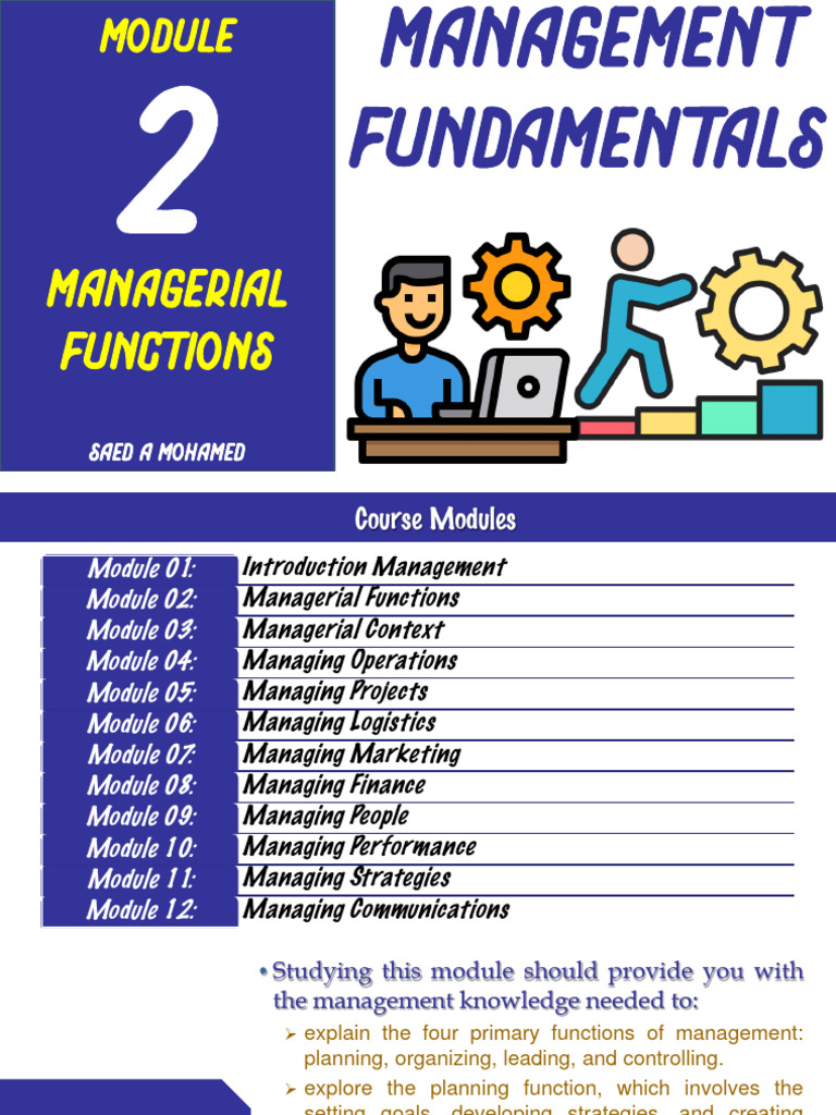 Module 02 Managerial Functions | PDF | Organizational Structure | Goal